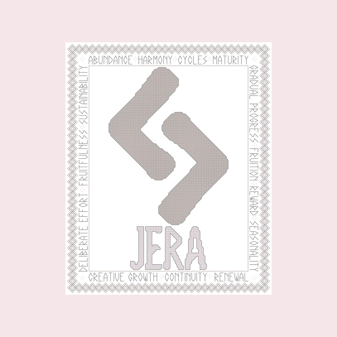 Ancient Rune Cross Stitch Pattern - Jera for Harvest, Cycles, and ...