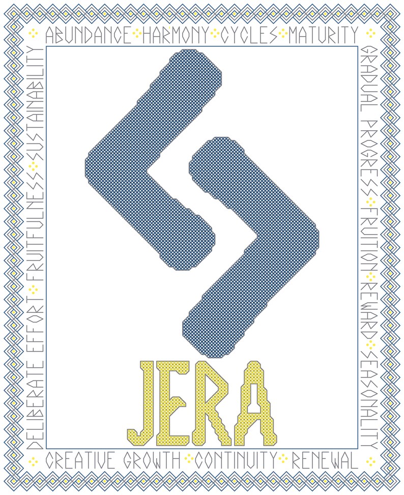 Ancient Rune Cross Stitch Pattern Jera for Harvest, Cycles, and Rewards PDF Instant Download ...