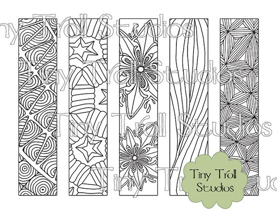 Items similar to Fun Zentangle Bookmarks - Set of 5 to Print and Color ...