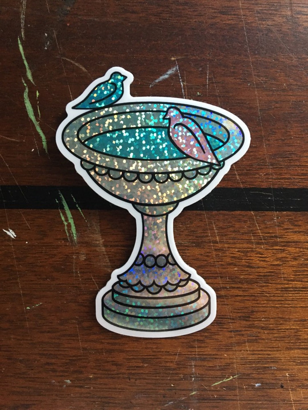 Glitter Holo Bird Bath Sticker - Etsy