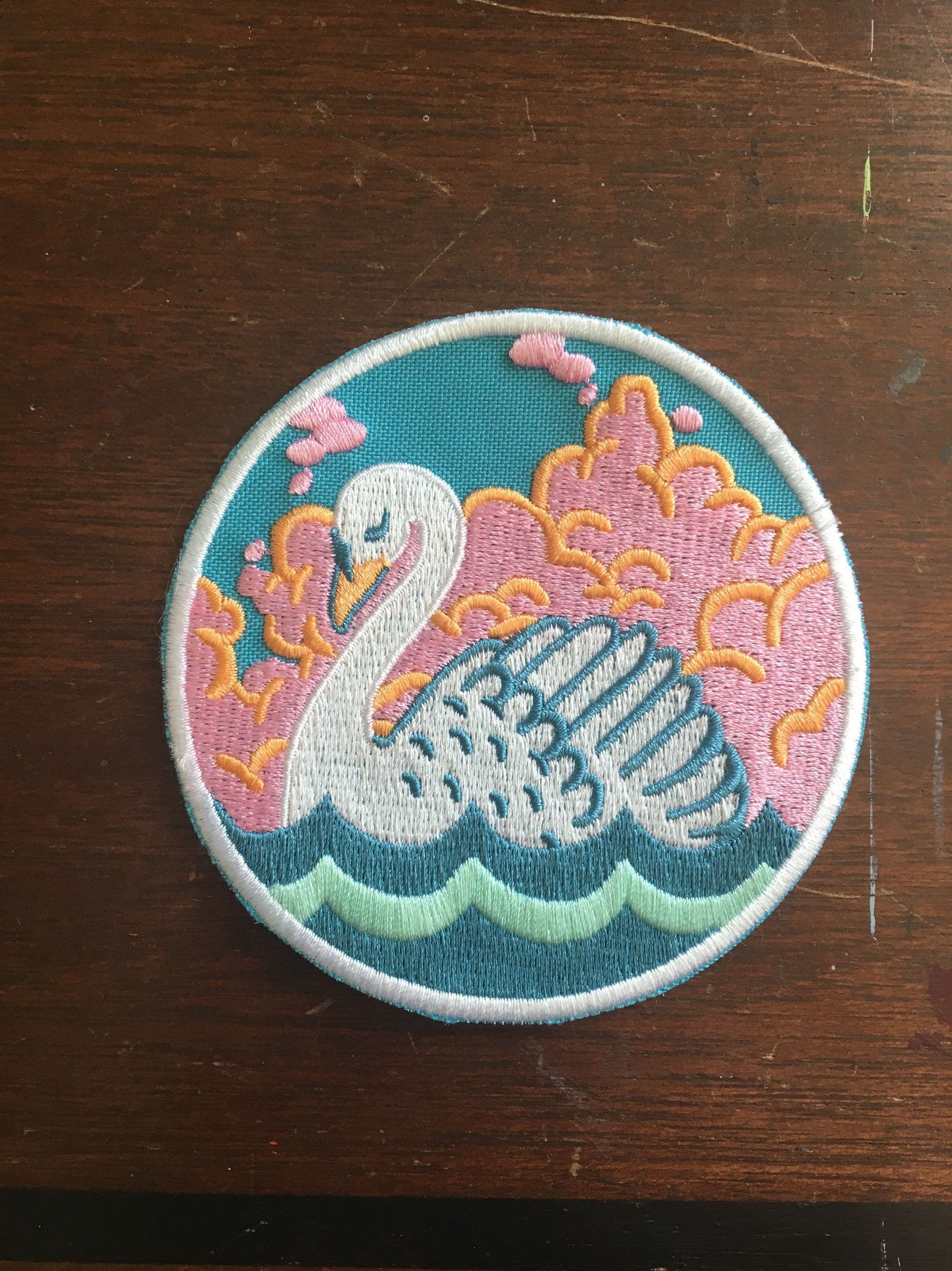 SEW ON PATCH Swan 3.5 Inch Diameter | Etsy