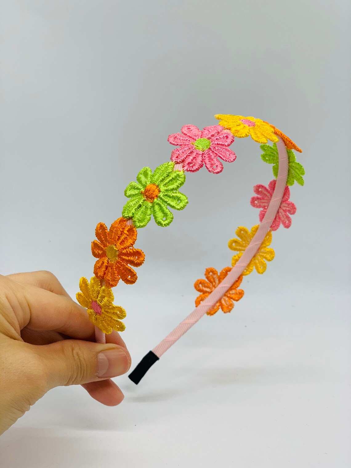 Colorful Flower Girl Headband: Handmade Kids Hair Accessory - Etsy