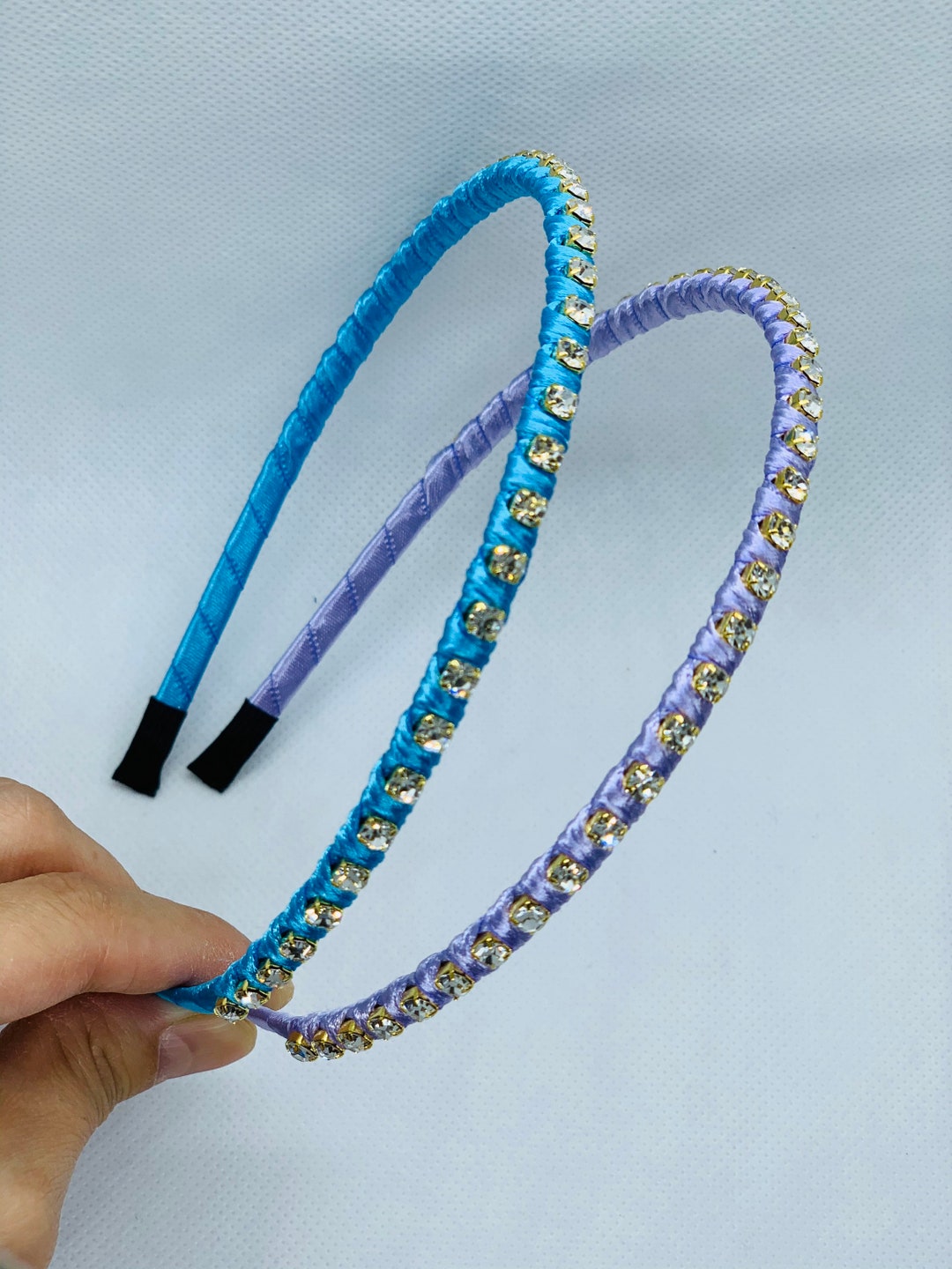 Rhinestone Blue, Light Purple Girls Hair Headbands, Girls Headbands ...