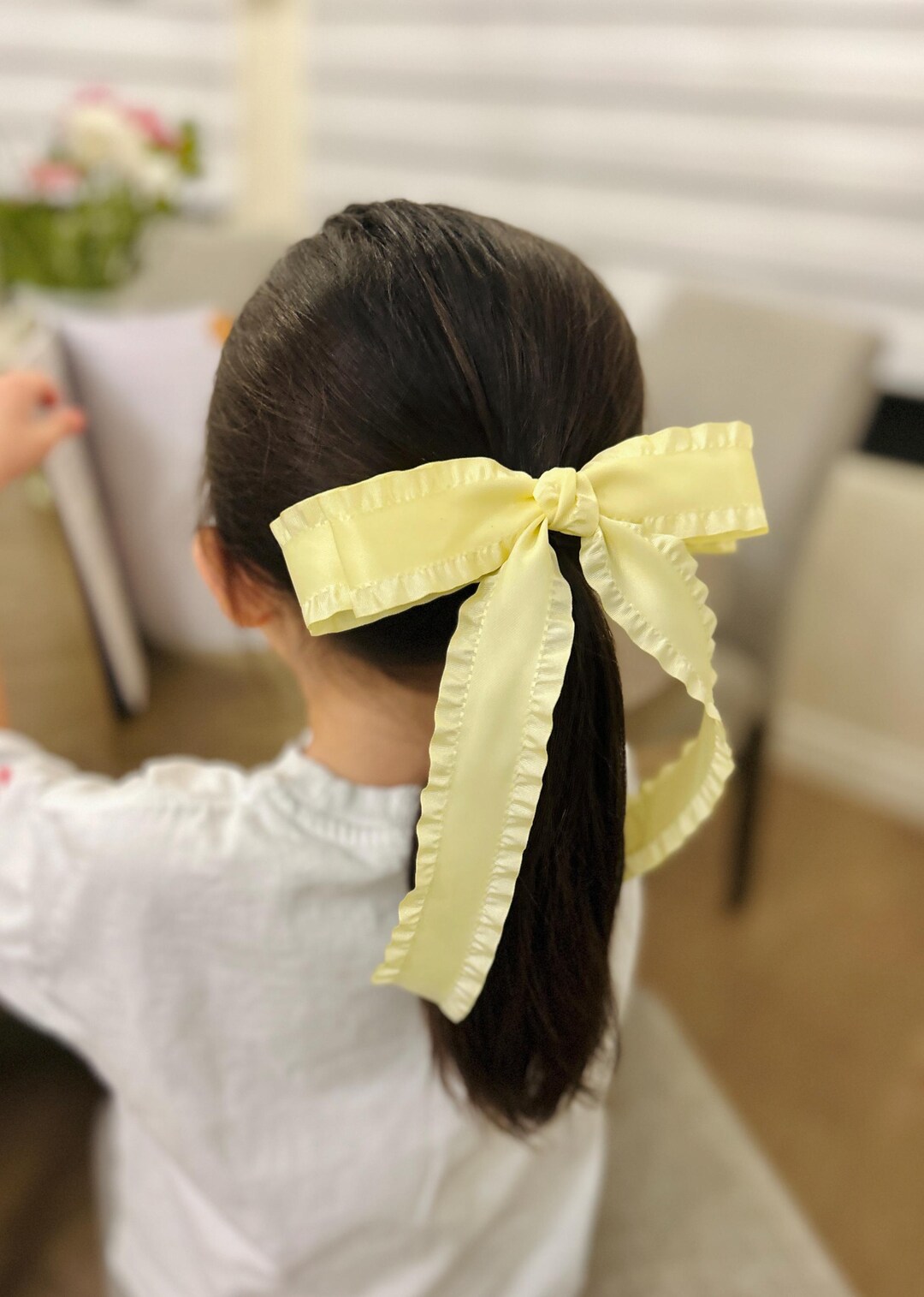 Yellow Long Tail Hair Bow Clip: Girls Hair Accessory - Etsy
