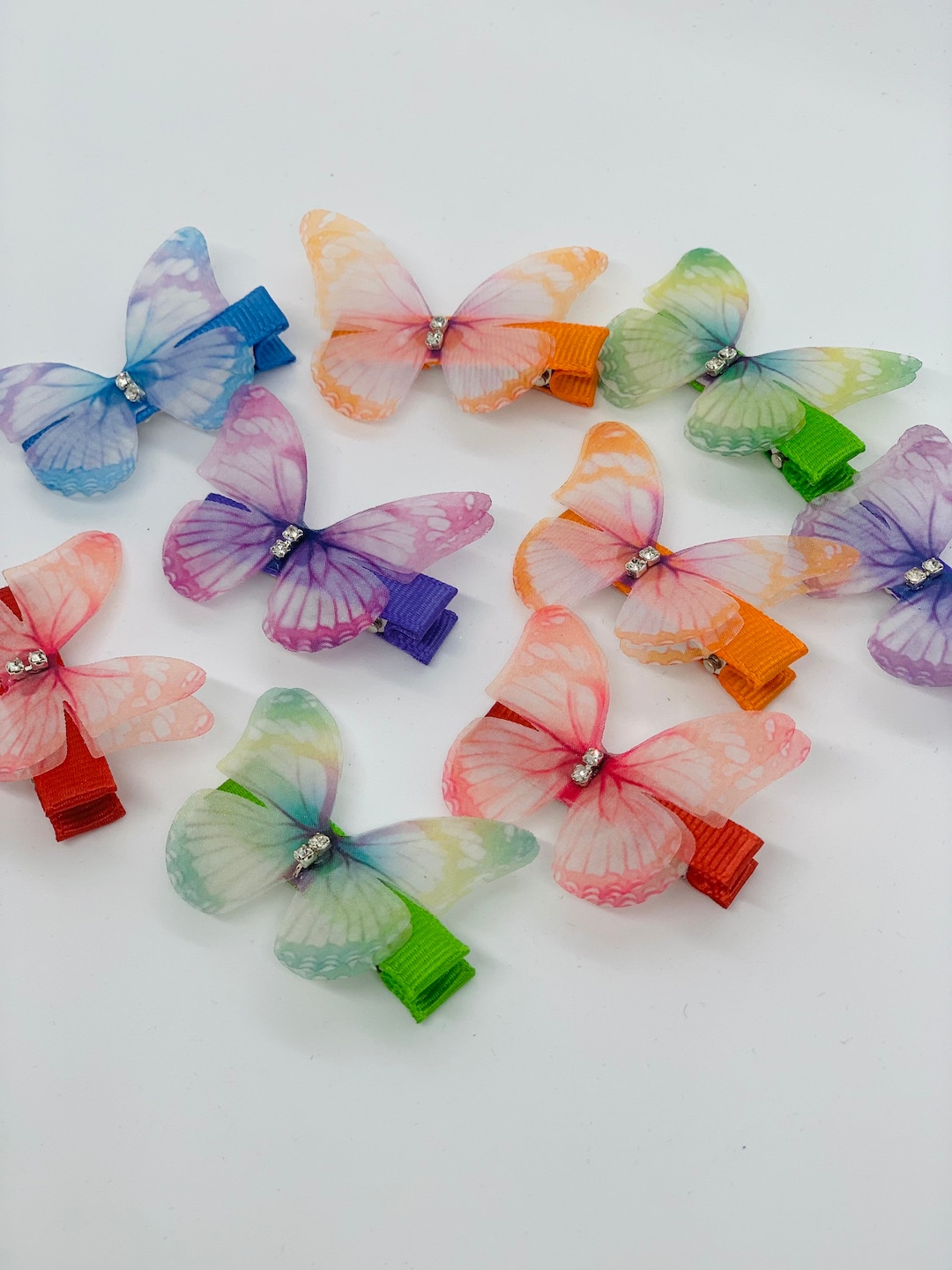 Butterfly Hair Clips: Handmade Grosgrain Ribbon Alligator Clips - Etsy
