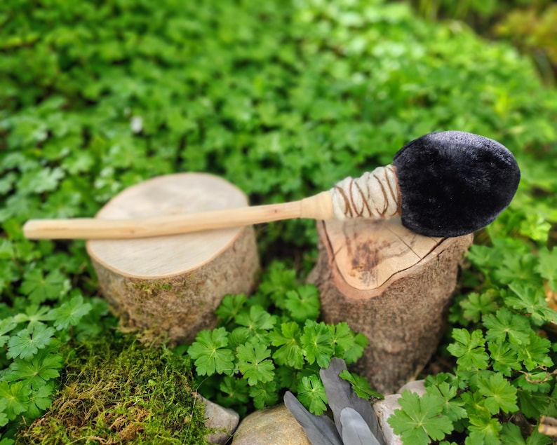 Shamanic Drum Beater, Branch Handle Soft or Firm , Fabric Head. - Etsy