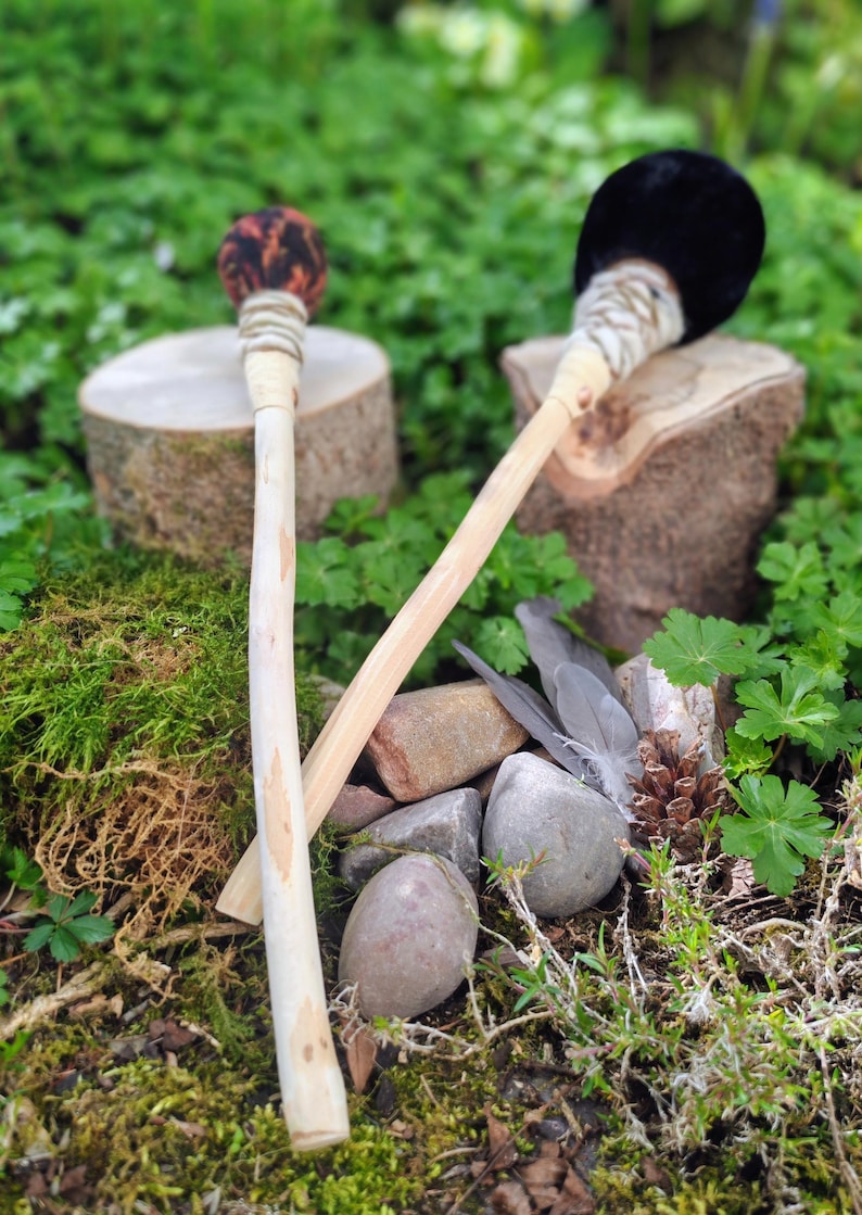 Shamanic Drum Beater, Branch Handle Soft or Firm , Fabric Head. - Etsy