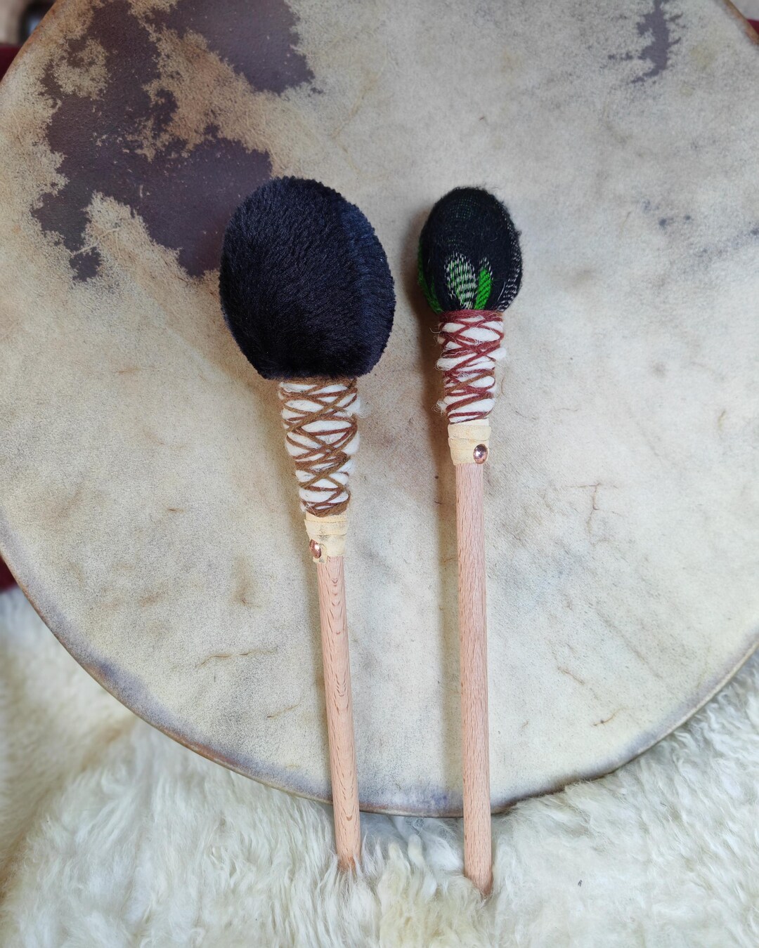 Shamanic Drum Beater Soft and Firm , Fabric Head. - Etsy