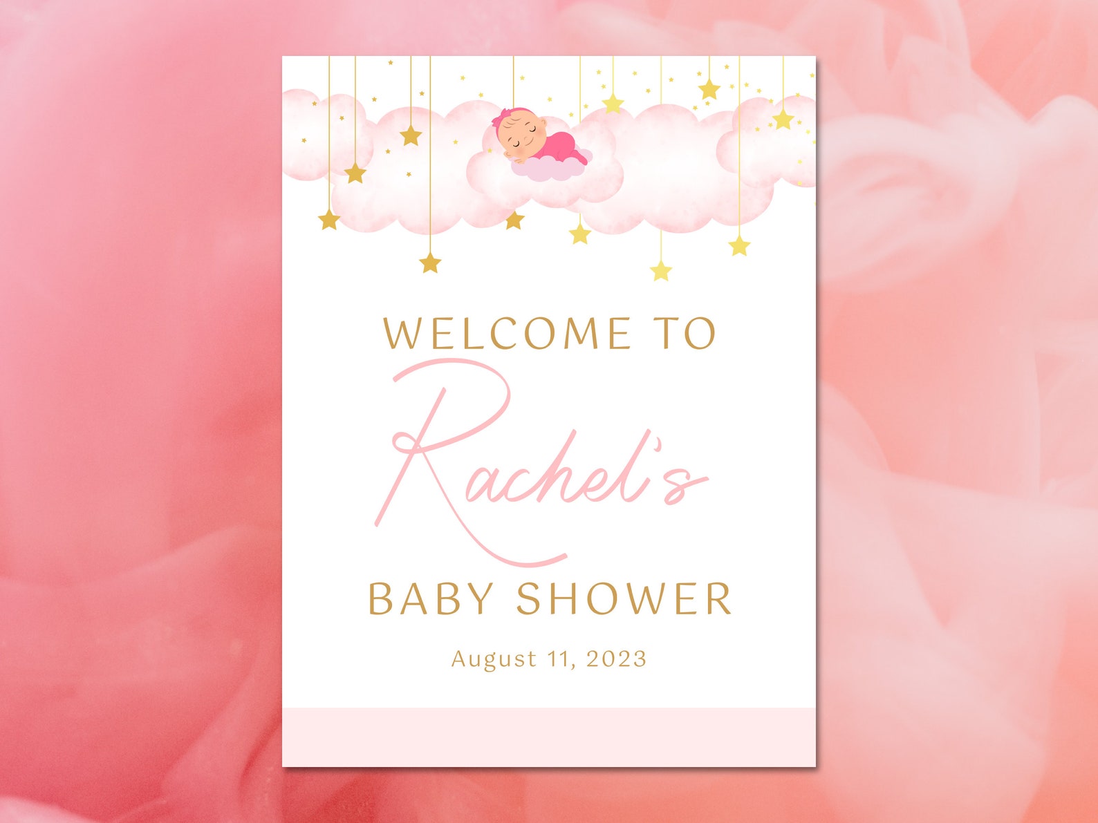 Custom Baby Shower Welcome Sign, Girl Baby Shower Sign Printable, Pink ...