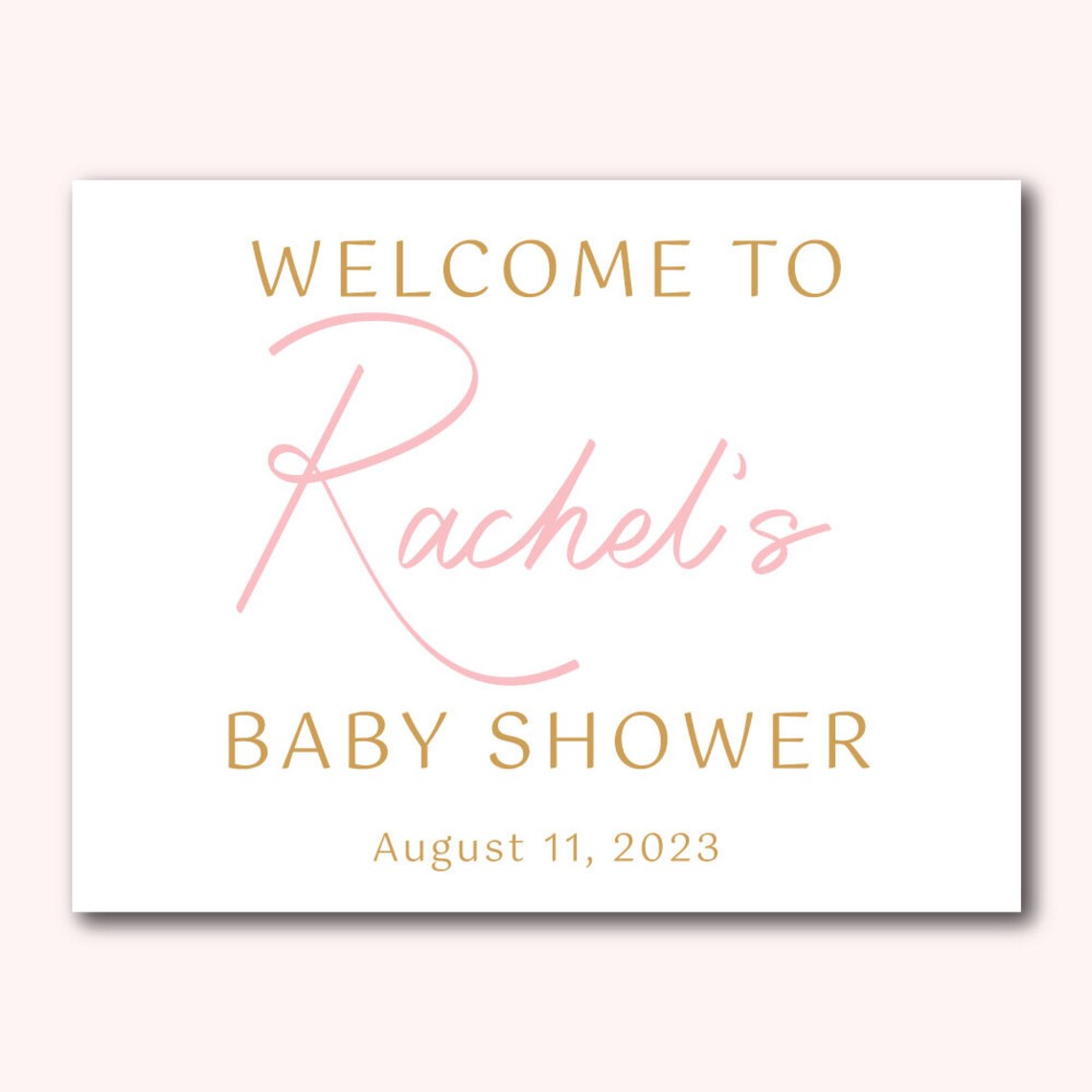 Custom Baby Shower Welcome Sign, Girl Baby Shower Sign Printable, Pink ...
