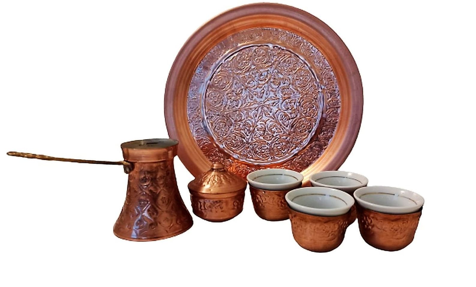 Traditional Turkish Copper Coffee Pot and Cups Handmade | Etsy