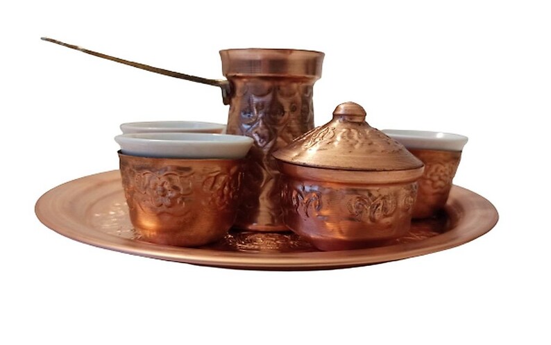 Traditional Turkish Copper Coffee Pot and Cups Handmade | Etsy
