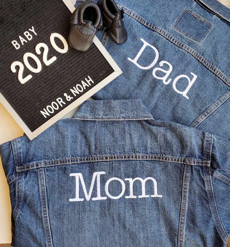 Mom Dad Embroidered Denim Jean Jacket Family Matching | Etsy