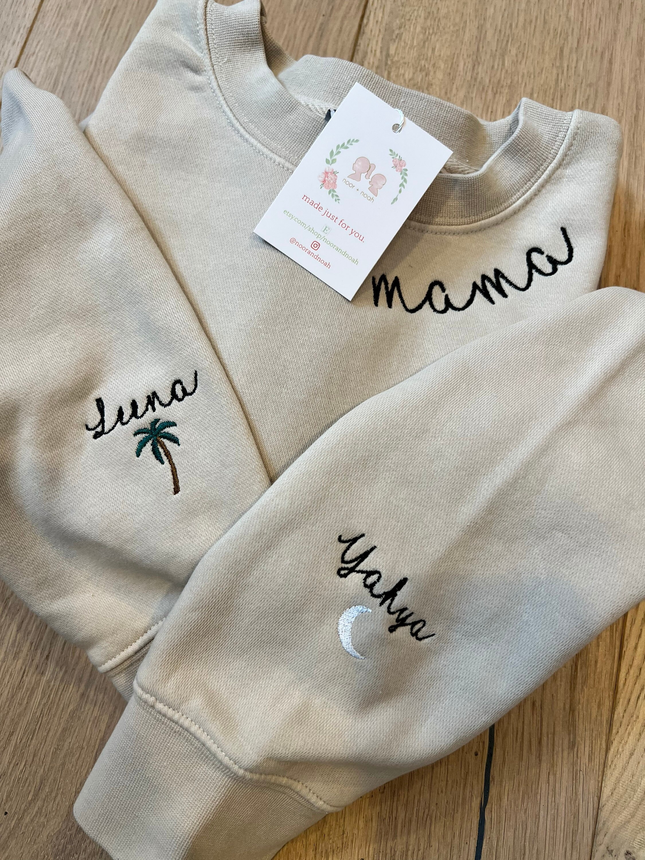 OATMEAL Mama Dada Sweatshirt Collar Embroidery Name on - Etsy Canada
