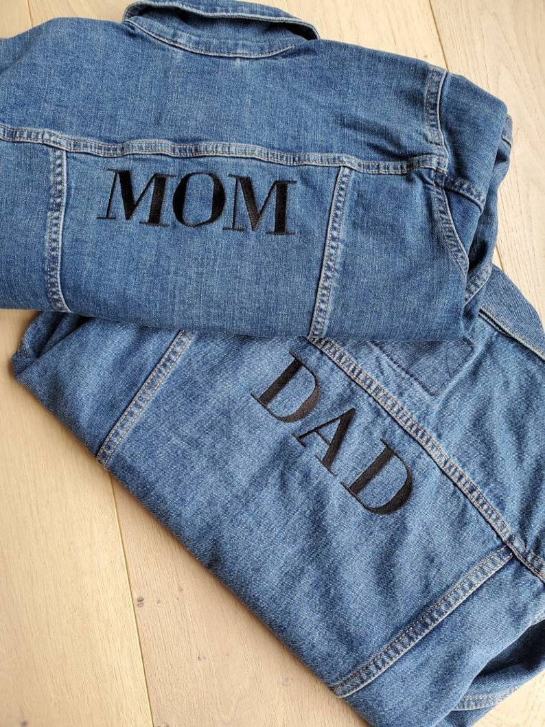 Mom Dad Embroidered Denim Jean Jacket Family Matching | Etsy