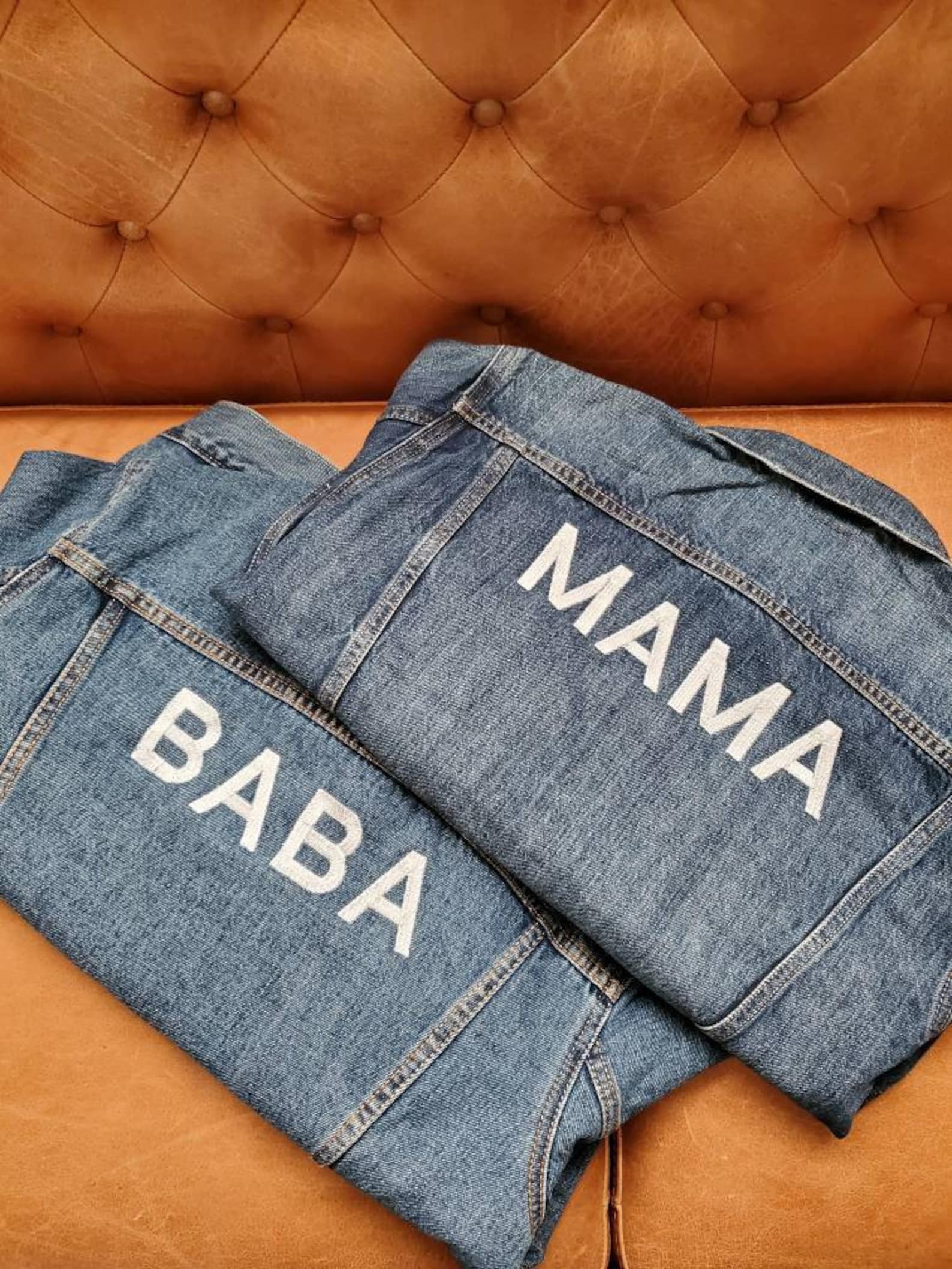 Mom Dad Embroidered Denim Jean Jacket Family Matching | Etsy