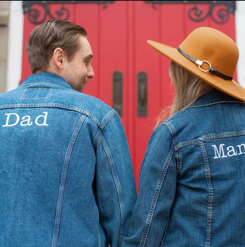 Mom Dad Embroidered Denim Jean Jacket Family Matching - Etsy
