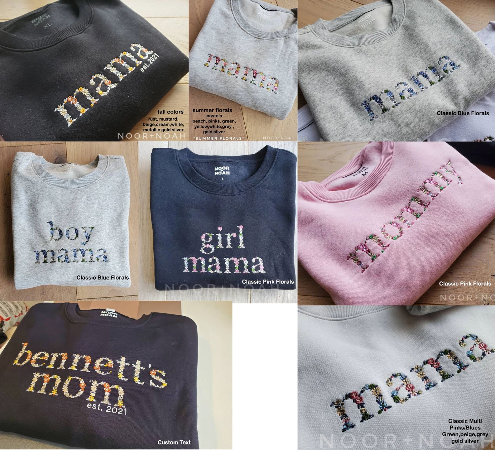 Embroidered Mama Floral Sweatshirt Fall Sweater Weather - Etsy