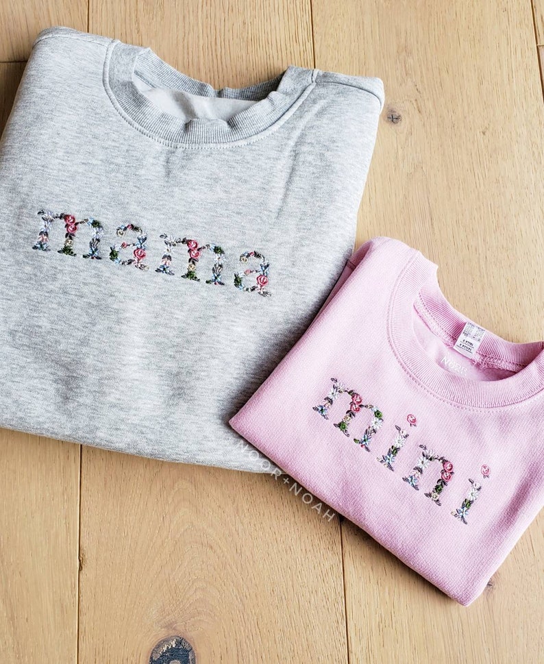 Embroidered Mama Floral Sweatshirt Fall Sweater Weather - Etsy