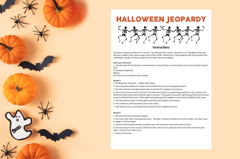Halloween Jeopardy Game Printable – Fun Halloween Party Game for Adults ...
