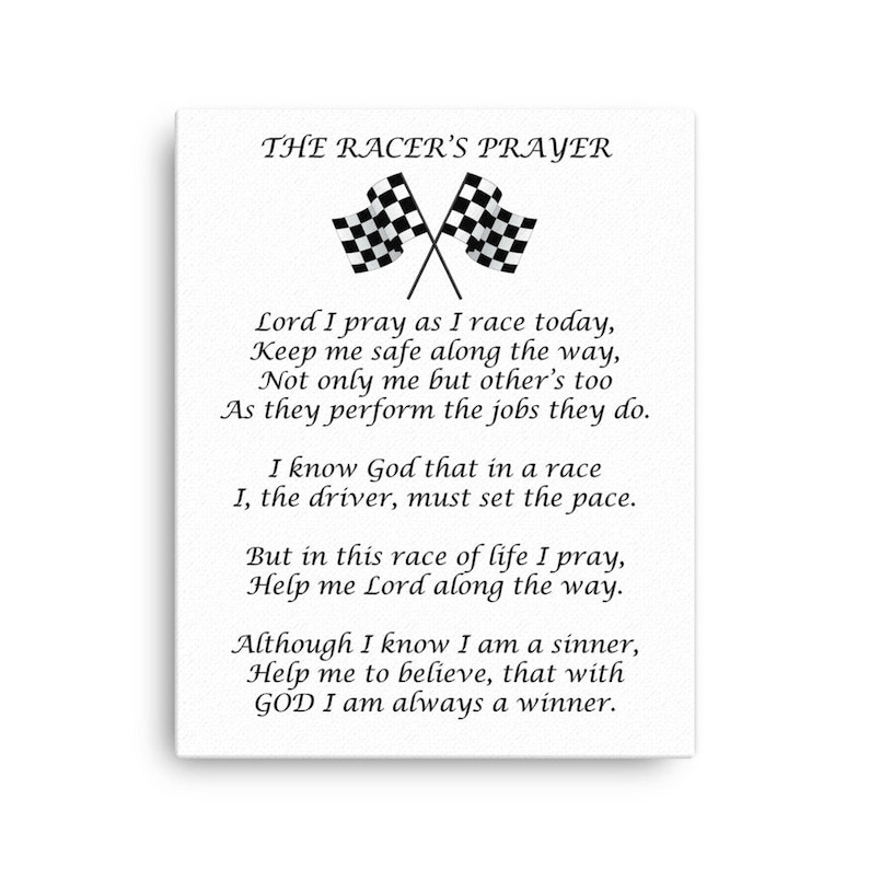 Racer's Prayer Canvas Print - Etsy