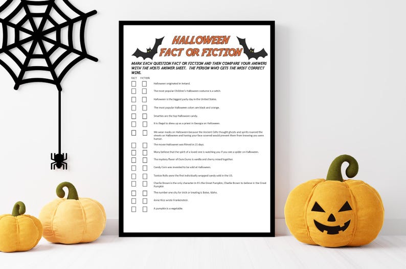 Halloween Fact or Fiction Game Printable – Fun Halloween Trivia Party ...
