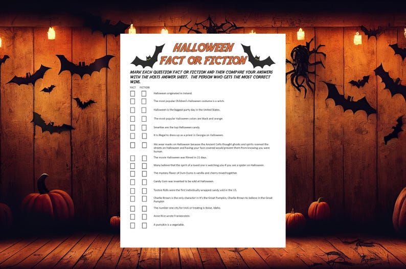 Halloween Fact or Fiction Game Printable – Fun Halloween Trivia Party ...