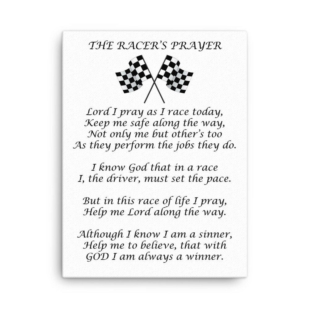 Racer's Prayer Canvas Print - Etsy