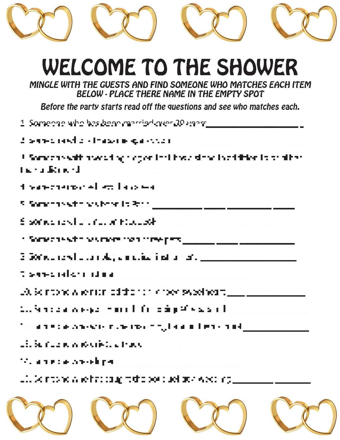 Welcome to the Shower Icebreaker, Bridal Shower Game DIGITAL DOWNLOAD ...