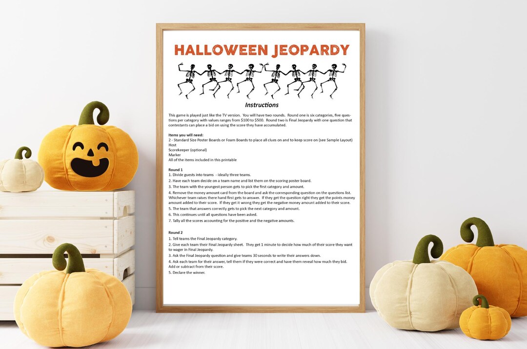 Halloween Jeopardy Game Printable – Fun Halloween Party Game for Adults ...