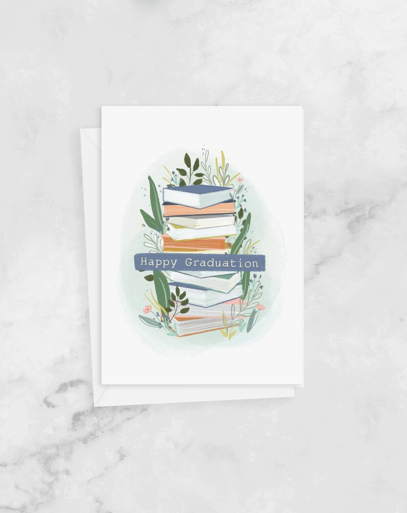 Happy Graduation Greeting Card - Stack of Books - Congratulations High ...