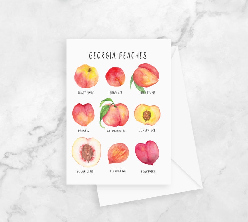 Georgia Peaches Greeting Card Blank Card Atlanta - Etsy