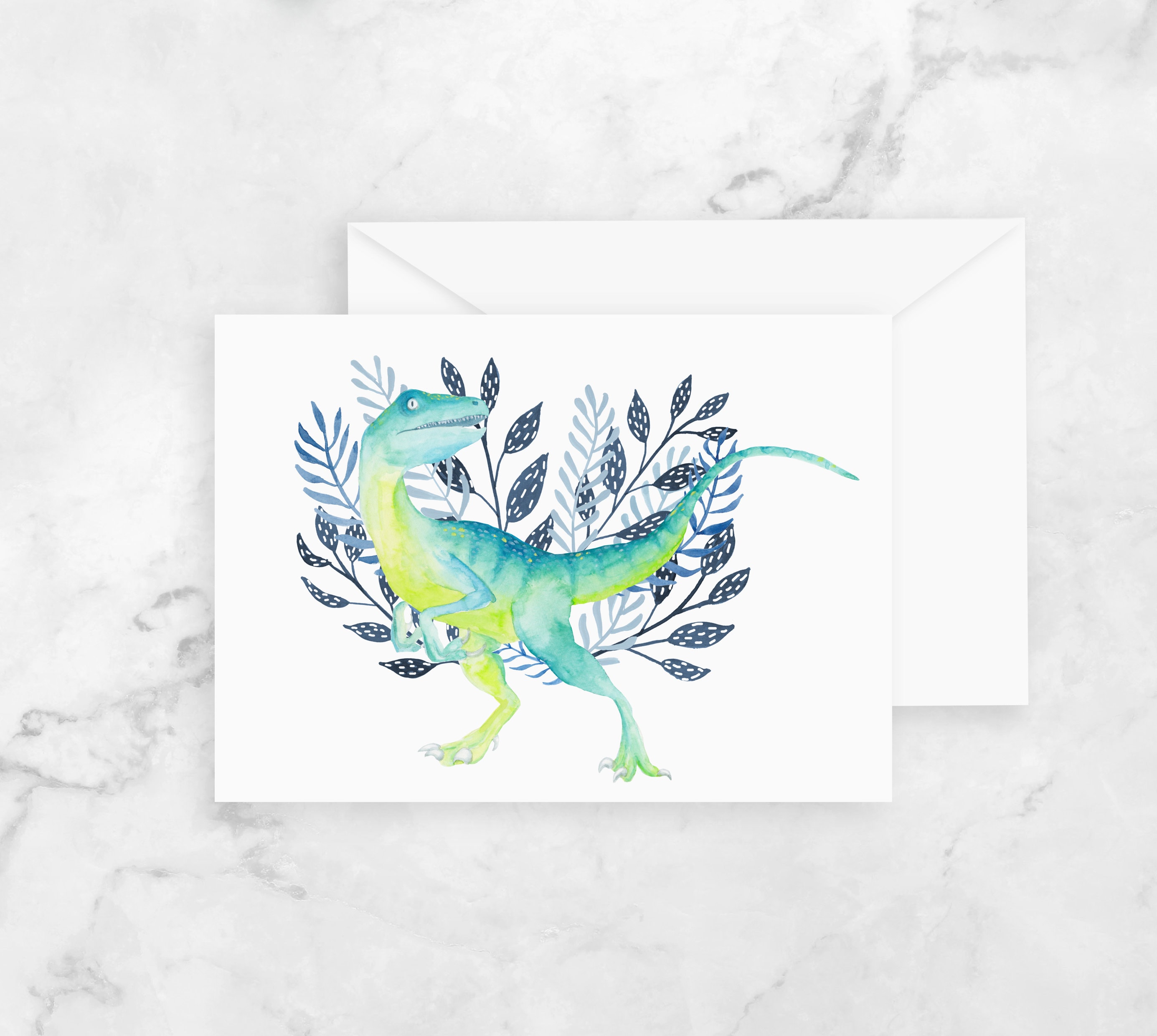 Dinosaur Greeting Card Blank Card Dinos Velociraptor | Etsy