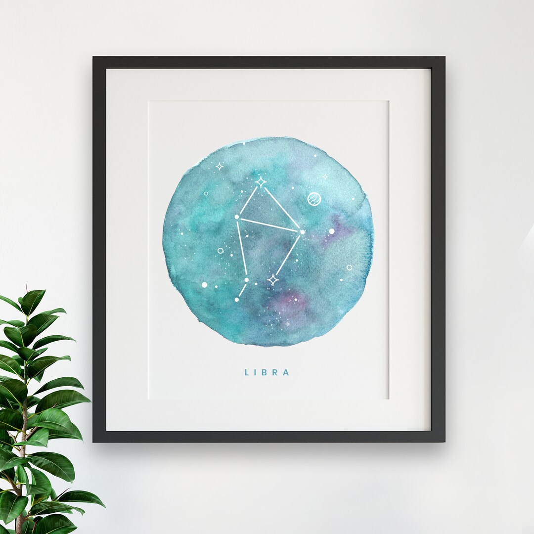 Libra Zodiac Sign Constellation Astrology Astronomy Watercolor Gift for ...