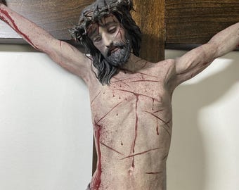 Extra Large OOAK Antique Style Realistic Wall Crucifix for Home or ...