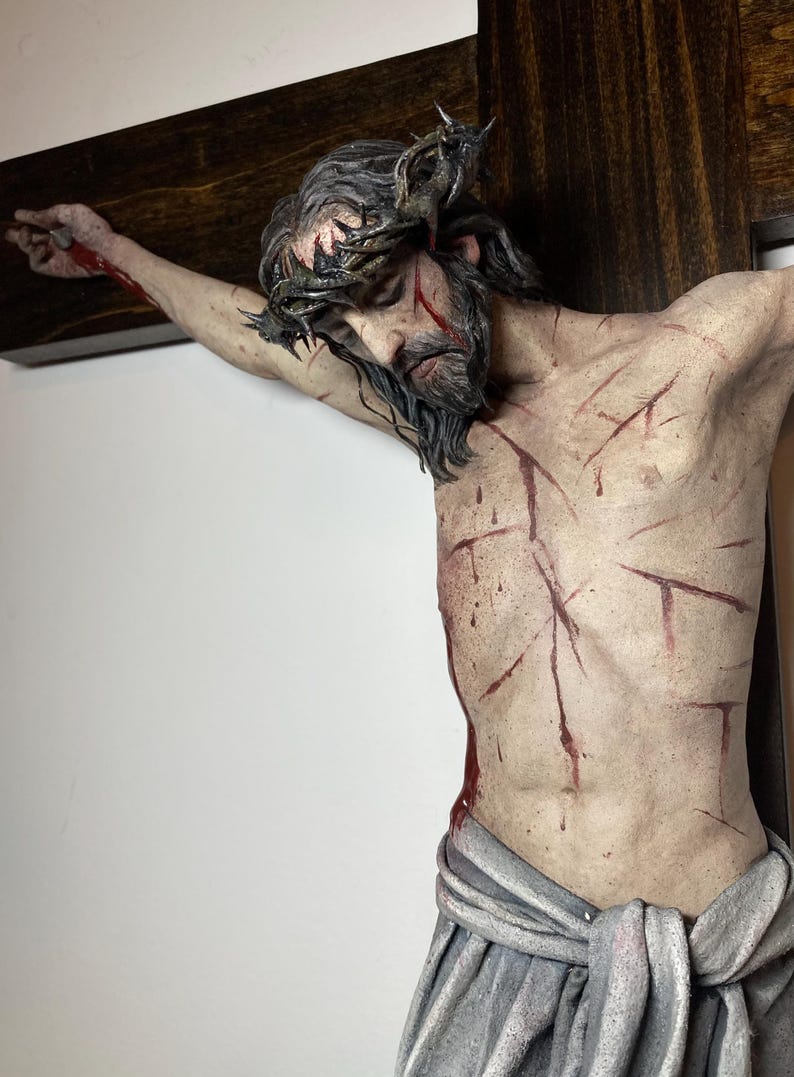 OOAK Realistic Hand-sculpted Extra Large Antique Style Crucifix for ...