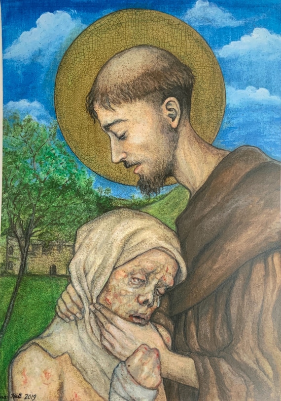 Saint Francis and the Leper print | Etsy