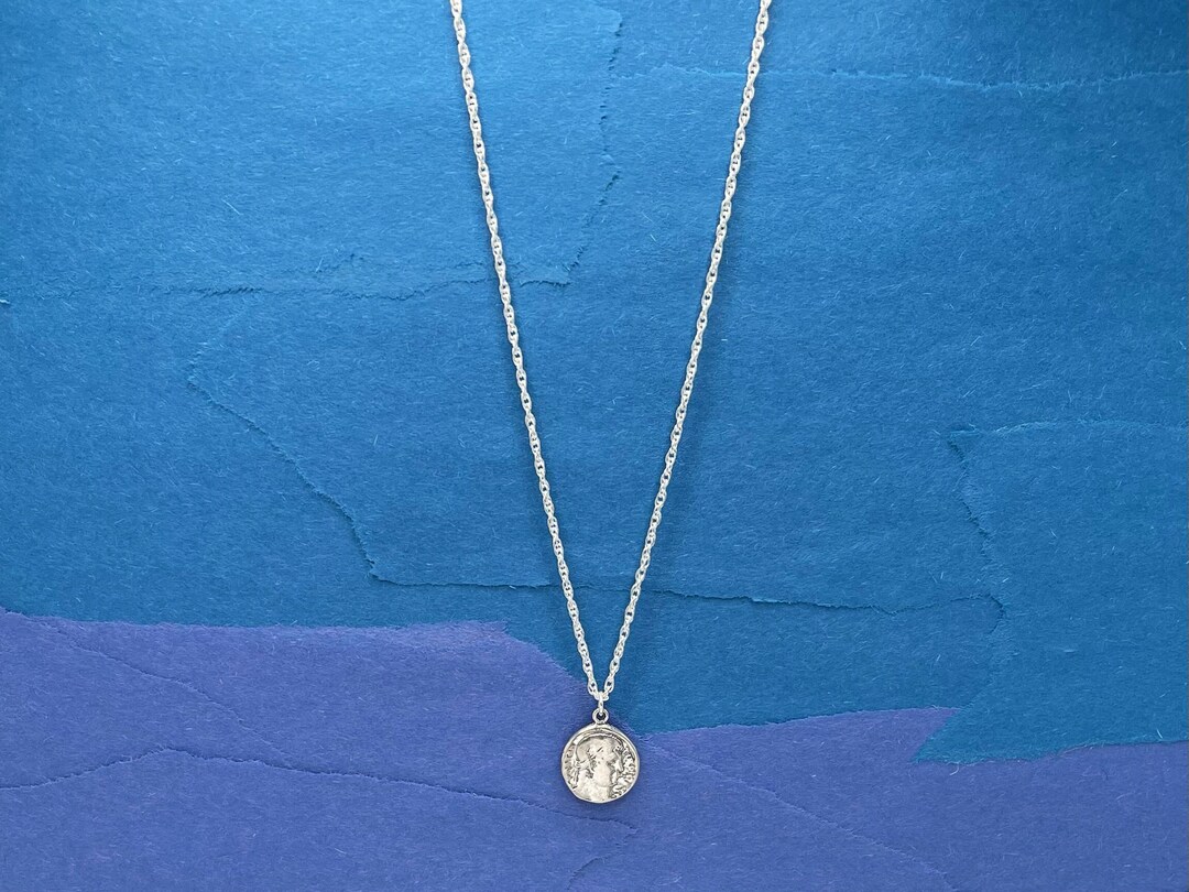 Sterling Silver Greek Coin Necklace, 925 Silver Chain Necklace, Unisex ...
