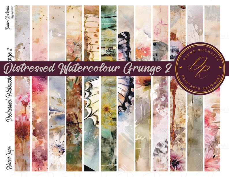 Digital Washi Tape Butterfly Printable Floral Strip Journal ...