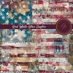 Patriotic Digital Paper Vintage Flag Scrapbook Kit Military Journal ...