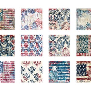 Patriotic Digital Paper Vintage Flag Scrapbook Kit Military Journal ...