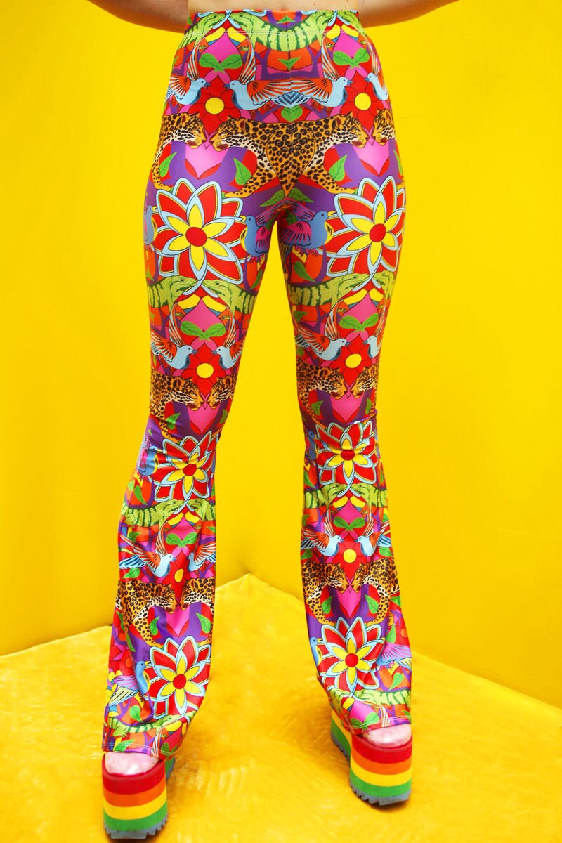Jaguar Jungle Flares (eco Lycra) - Leopard, Animal Print, Festival ...