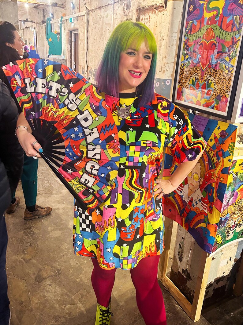 Let's Dance Large Hand Fan Clacking Folding Statement Fan, Festival ...