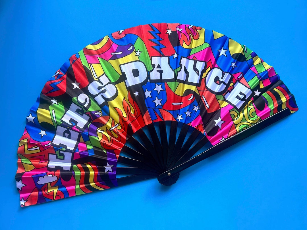 Let's Dance Large Hand Fan - Clacking Folding Statement Fan, Festival ...