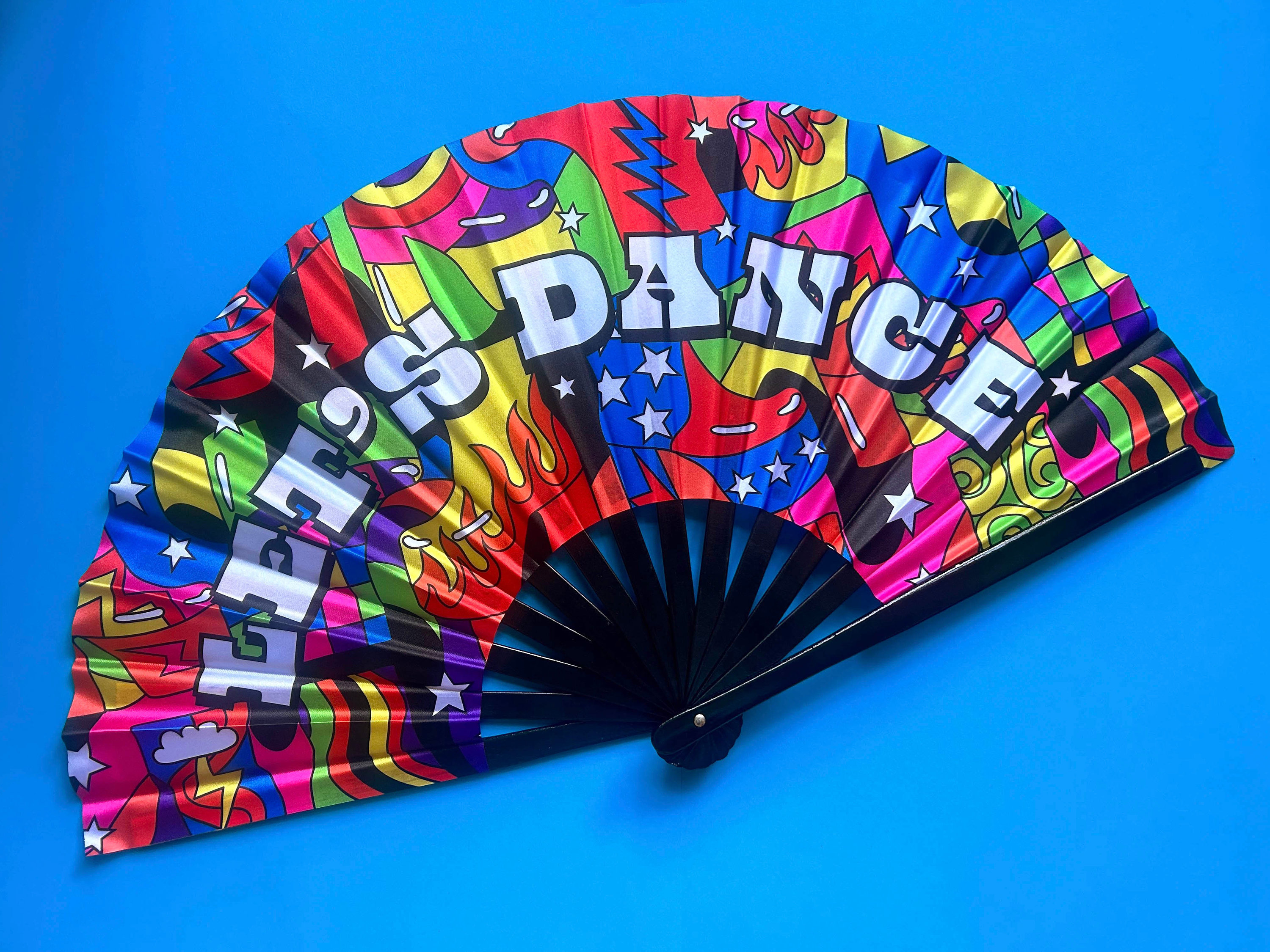 Let's Dance Large Hand Fan - Clacking Folding Statement Fan, Festival ...