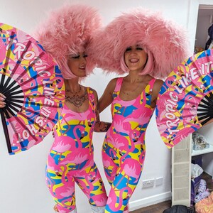 Flamingo Fiesta Catsuit UV Reactive, Recycled Lycra, Festival Outfit ...