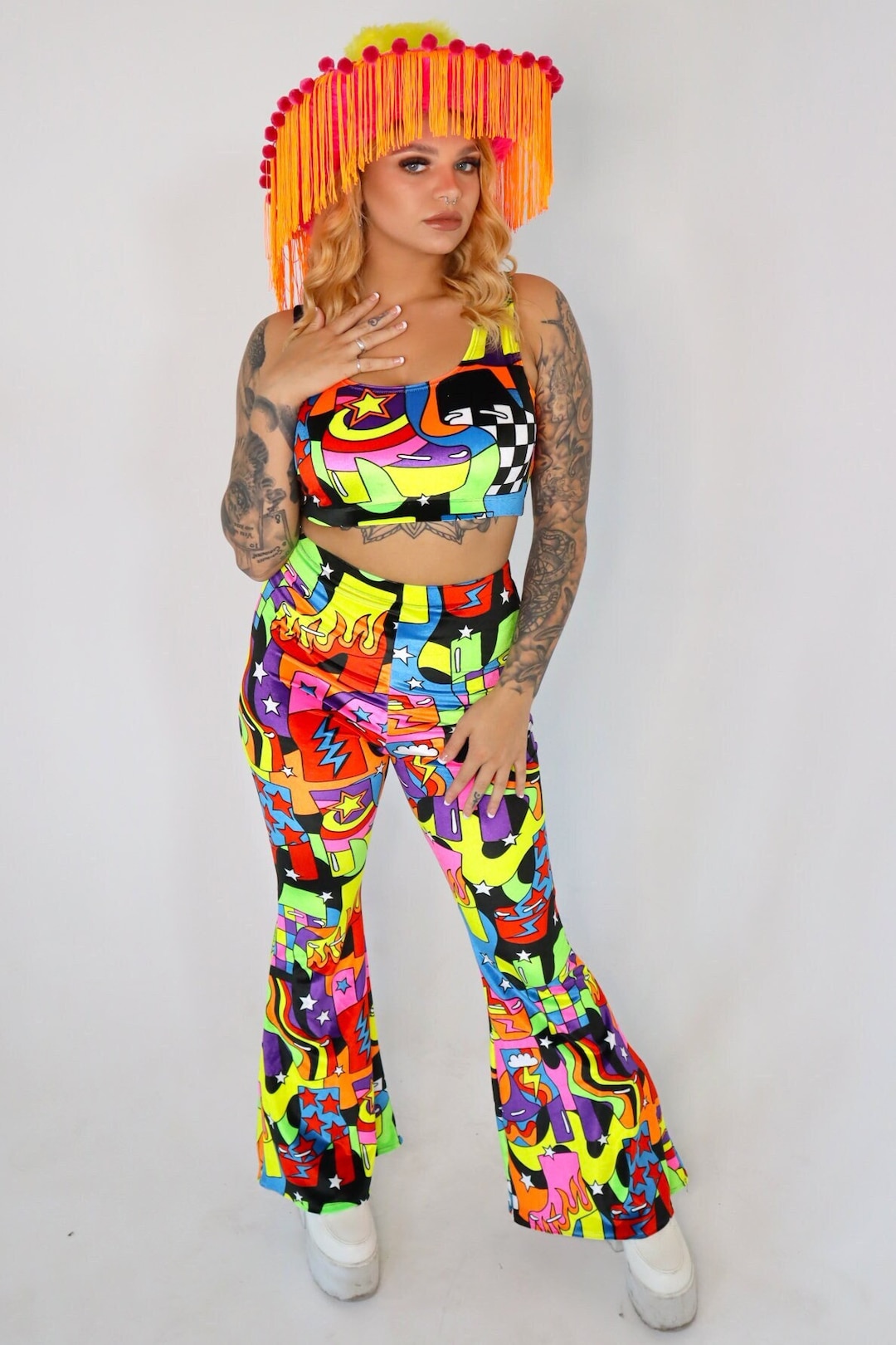 Boots Electric Velvet Flares - UV Reactive, Festival Clothing, Rave ...