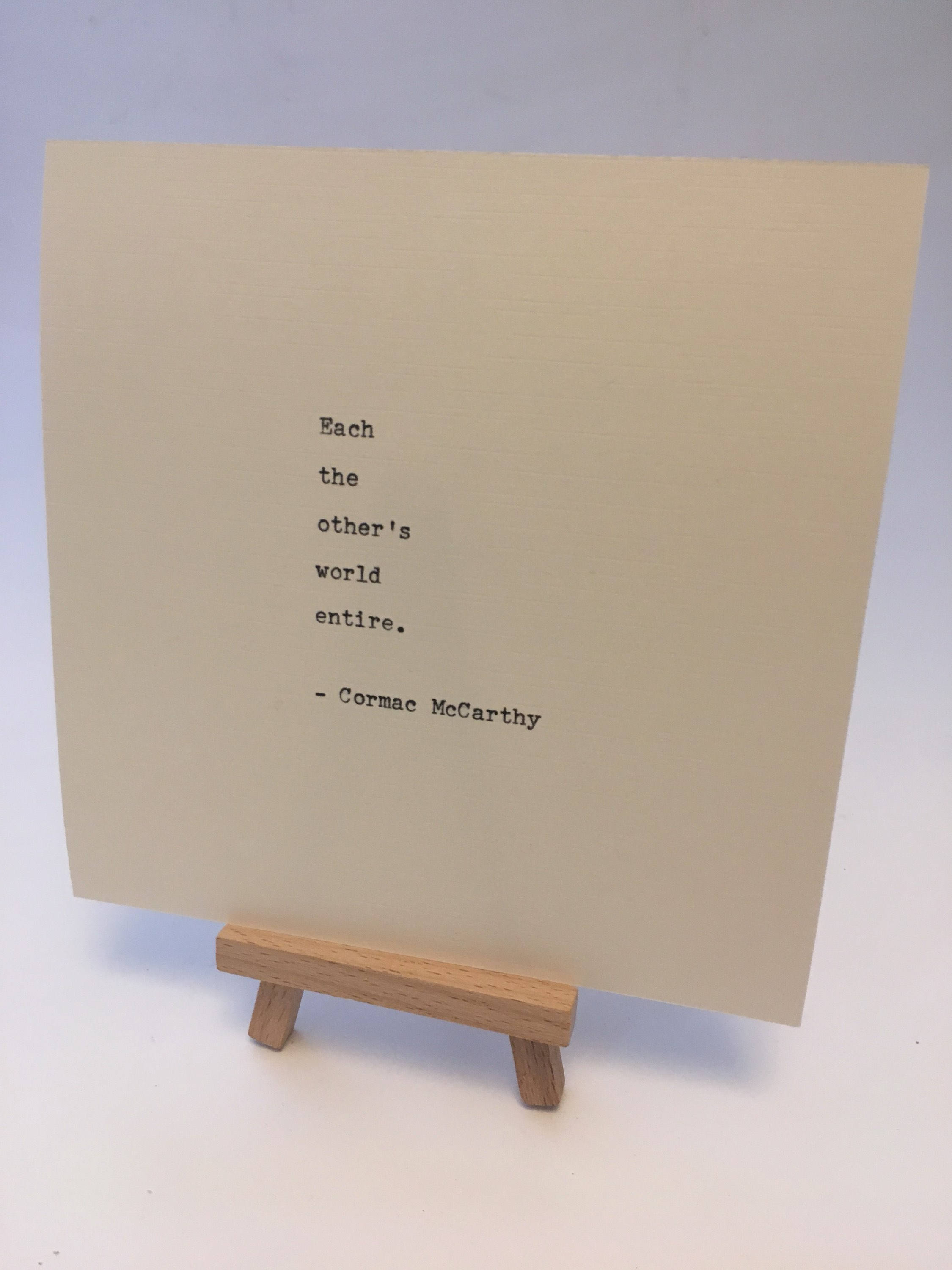 Cormac Mccarthy Quote Hand Typed on an Antique Typewriter - Etsy