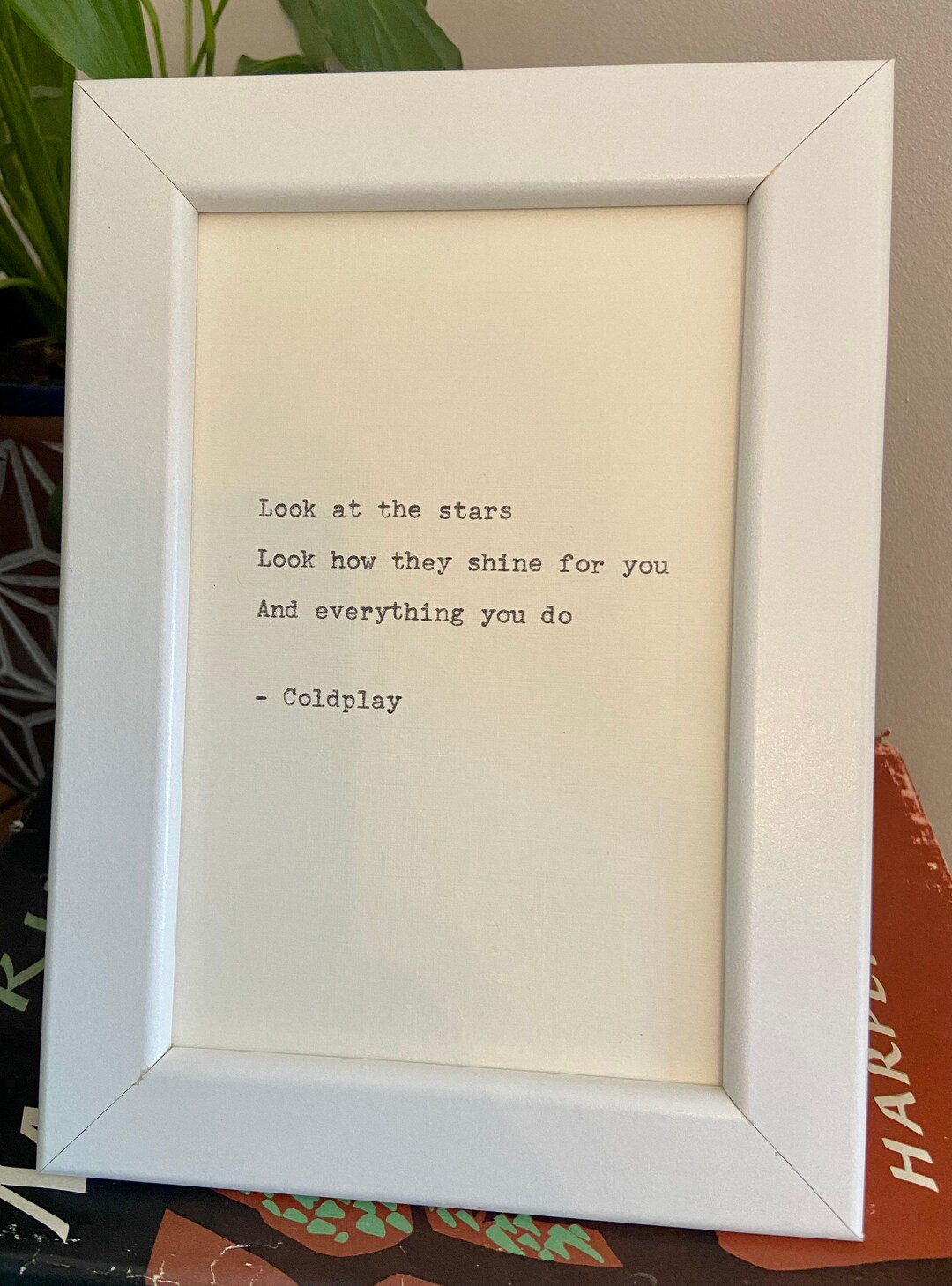 Framed Coldplay Lyrics Black or White Frame Hand Typed on an Antique ...