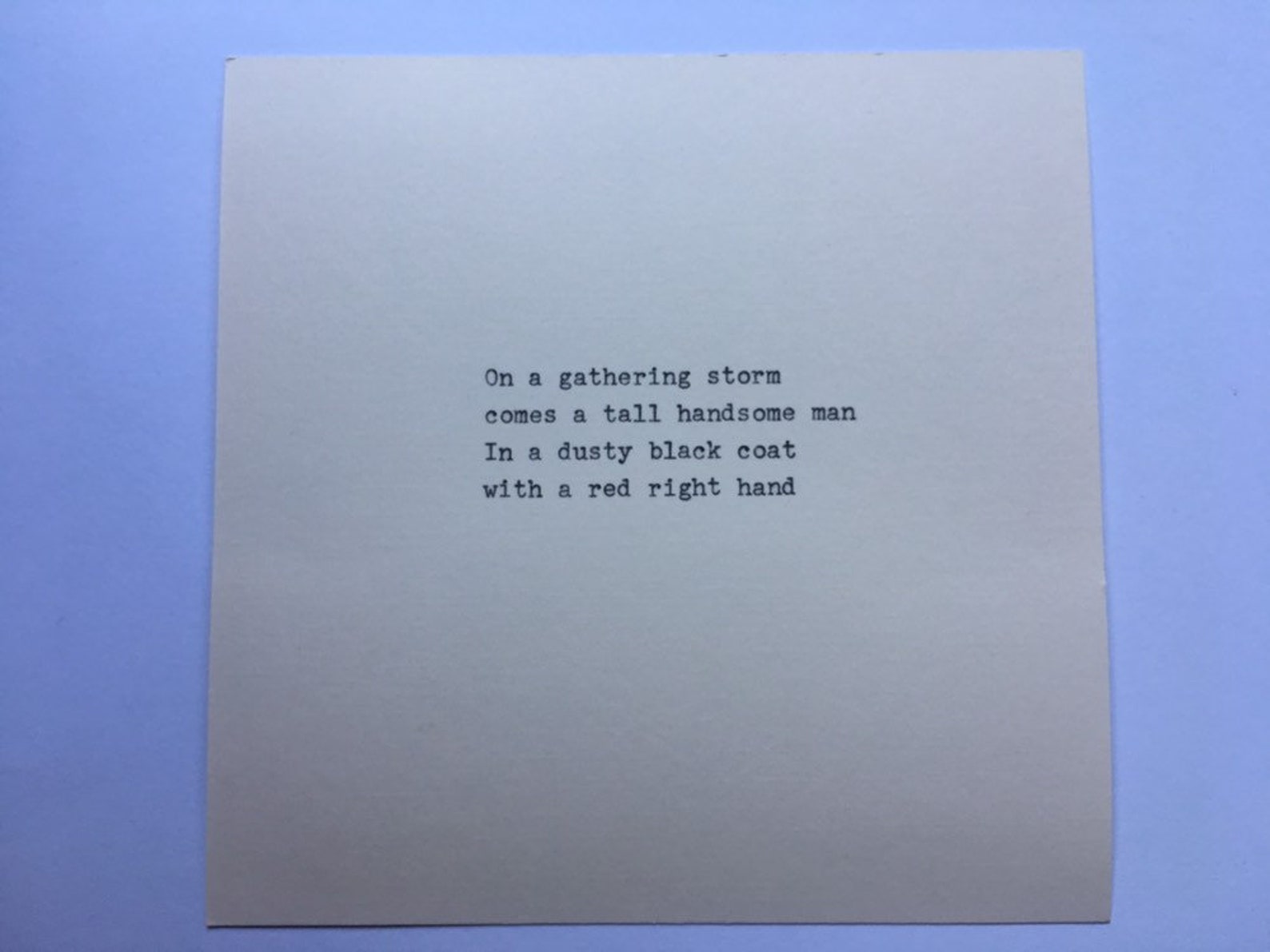 Red Right Hand Peaky Blinders Lyrics Hand Typed on an | Etsy